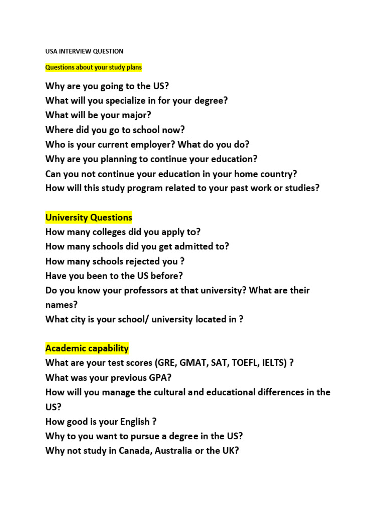 Usa Interview Question | PDF