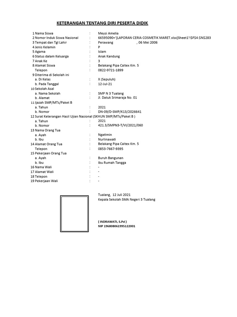 Format Identitas Rapor | PDF | Kesehatan Holistik