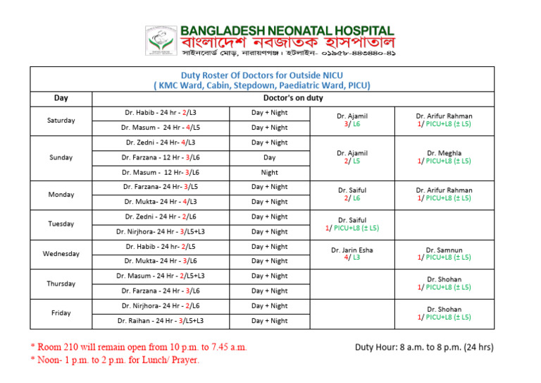 Duty Doctor's Roster | PDF