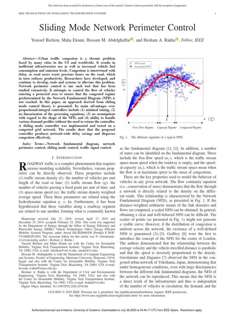 2020 Sliding Mode Network Perimeter Control | PDF | Applied Mathematics