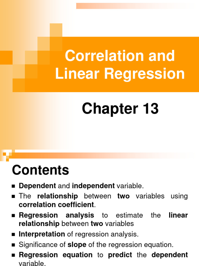 Chap 13 Correlation And Linear Regression Pdf Linear Regression