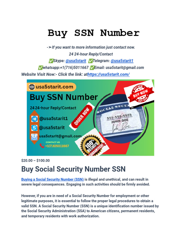 Buy SSN Number | Download Free PDF | Social Security Number | Identity ...