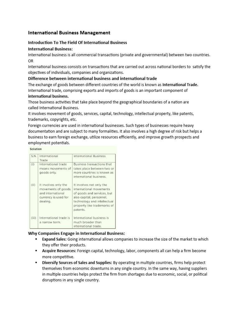International Business Management | PDF | Business | Foreign Direct ...