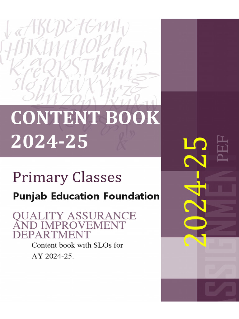 PEF Content Book 2024-25 Overview | PDF | Word | Subtraction