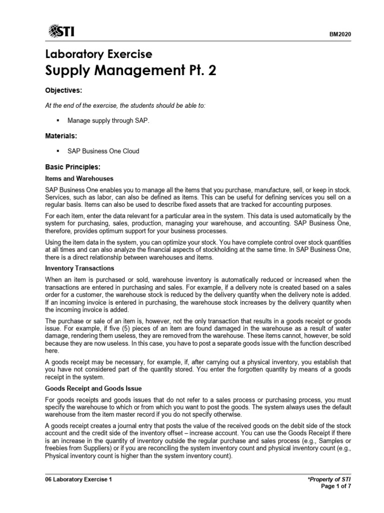 06 Laboratory Exercise 12 | PDF | Inventory | Warehouse