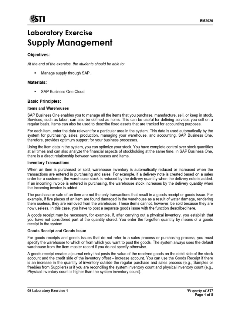 05 Laboratory Exercise 12 | PDF | Inventory | Warehouse
