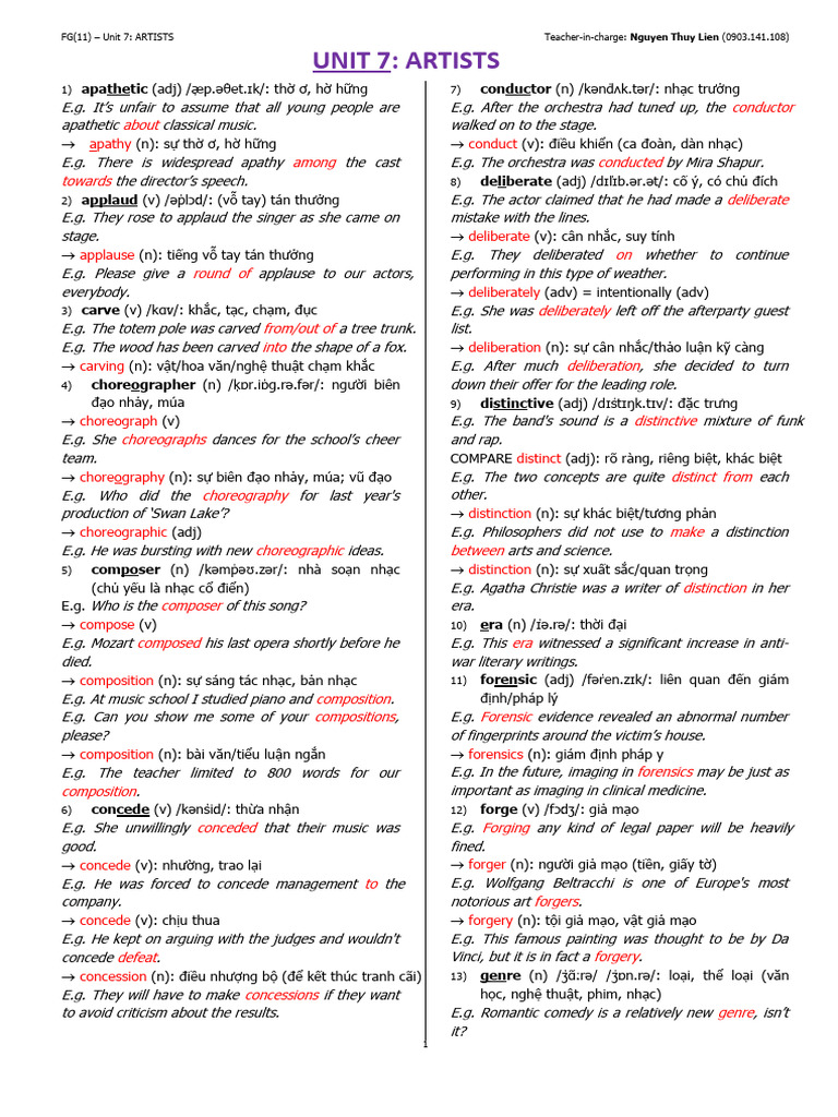 U7 Artists Practice Student Version 1 | PDF | Paintings | Singing