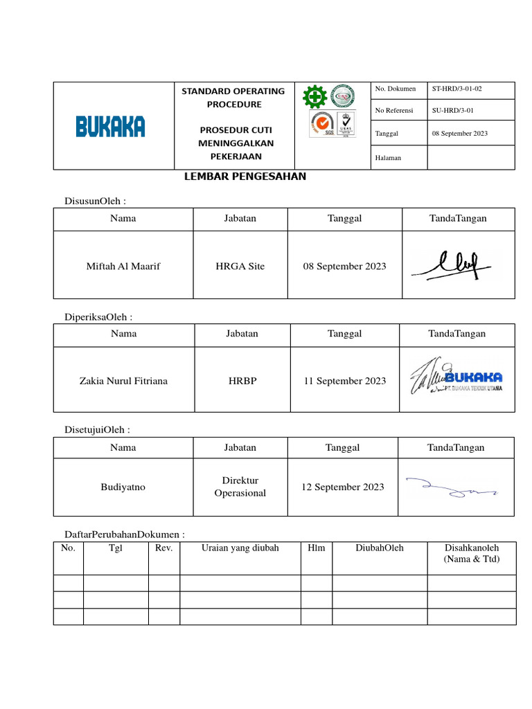 Prosedur Cuti Meninggalkan Pekerjaan | PDF