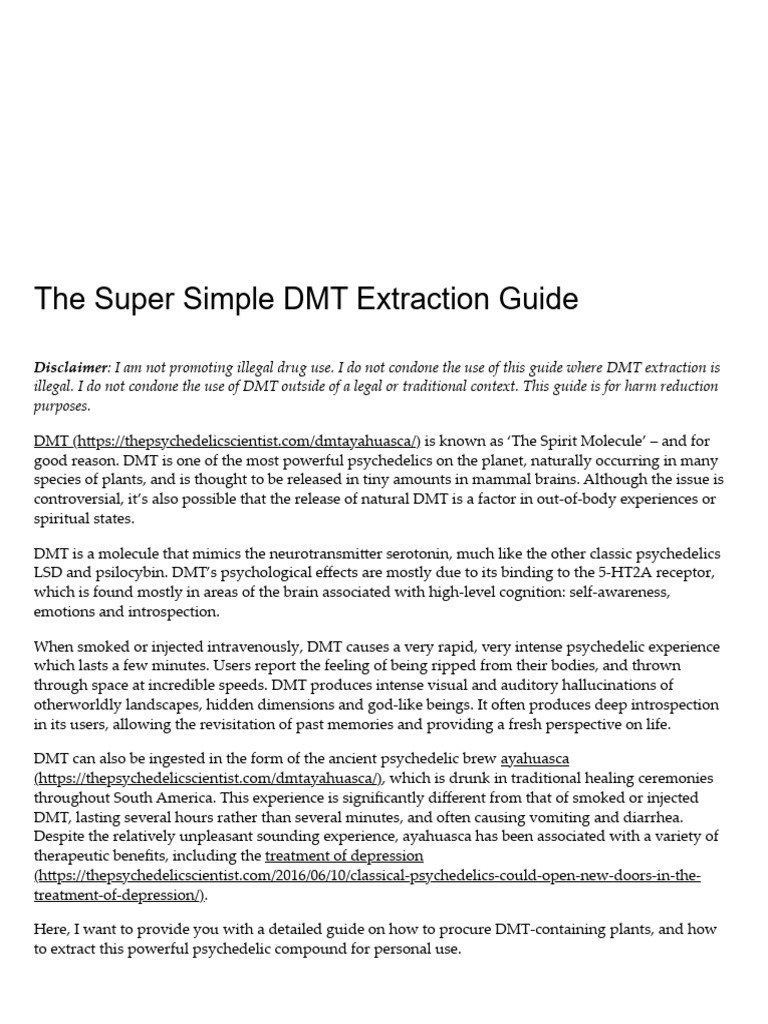 The Super Simple DMT Extraction Guide - The Psychedelic Scientist | PDF ...