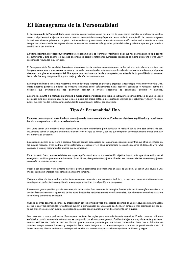 Guía del Eneagrama de la Personalidad | PDF | Amor | Pensamiento