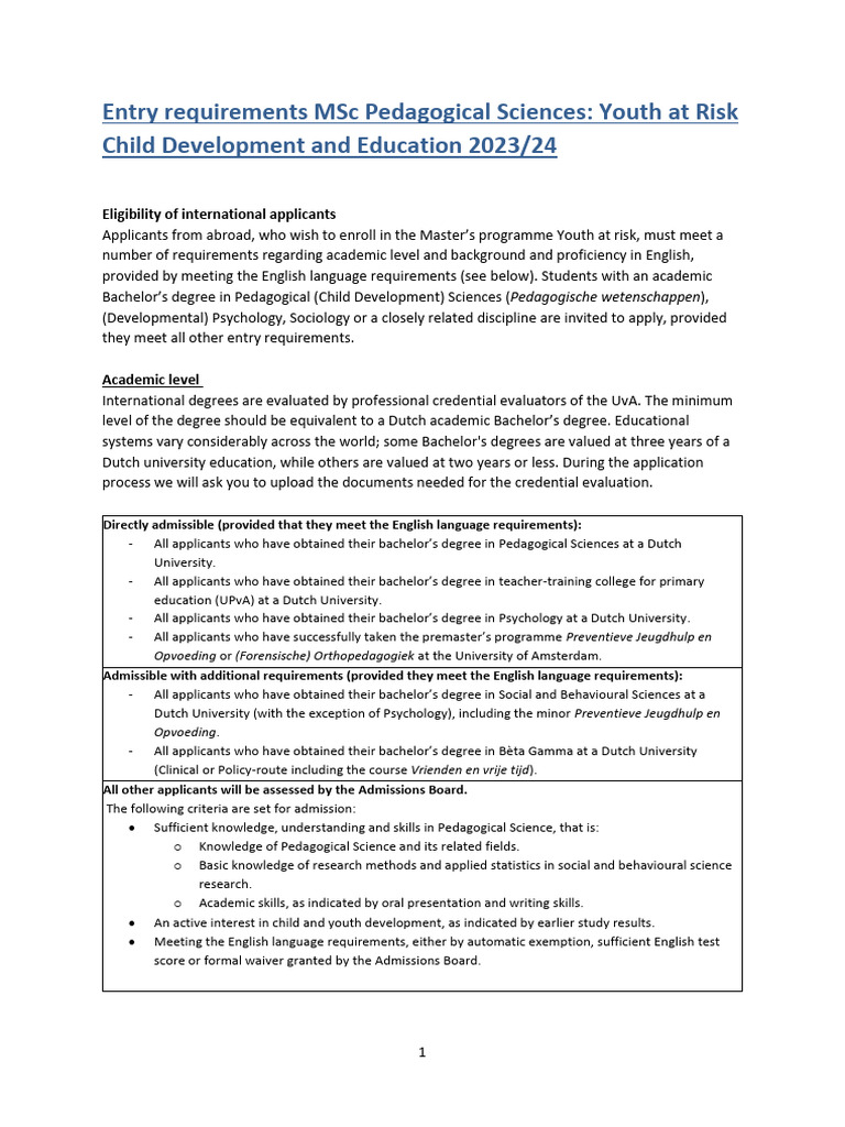 2023-2024-entry-requirements-yar | PDF | Academic Degree | Bachelor's ...