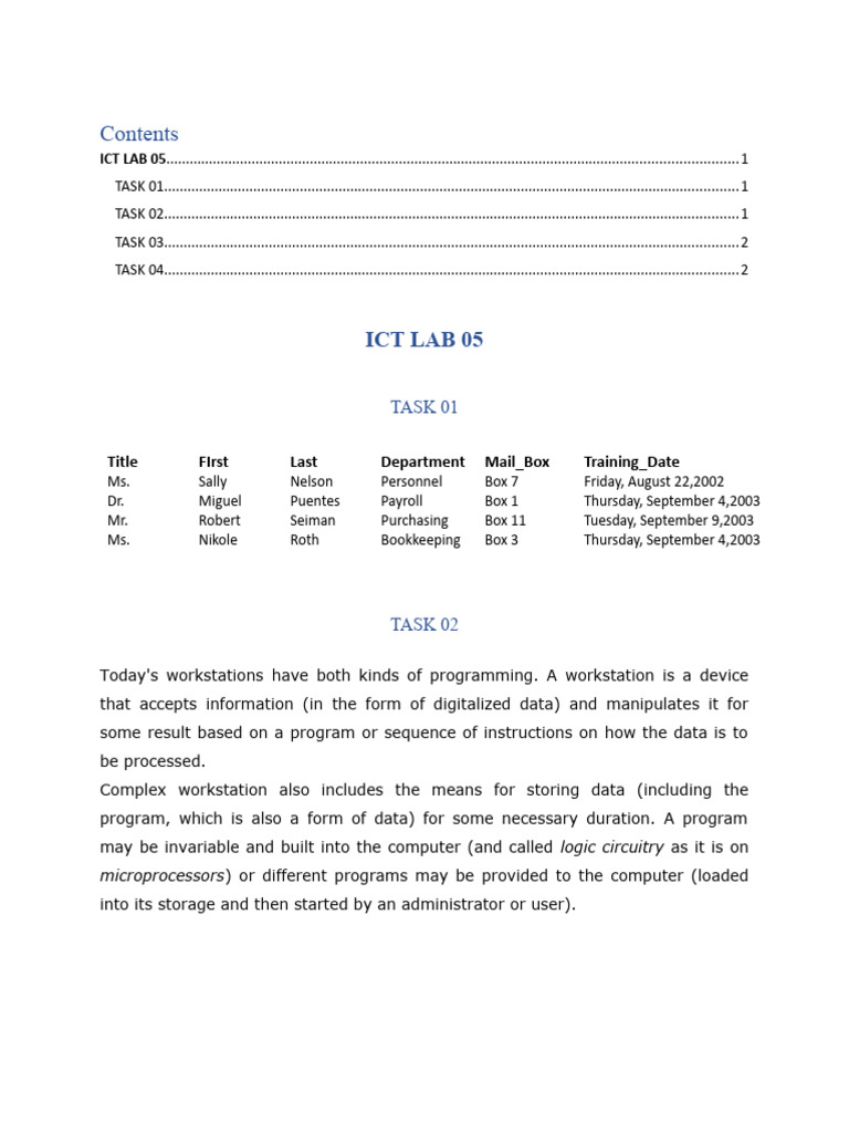 Ict Lab 05 Correct-By Mam | PDF | Information Technology | Office Equipment
