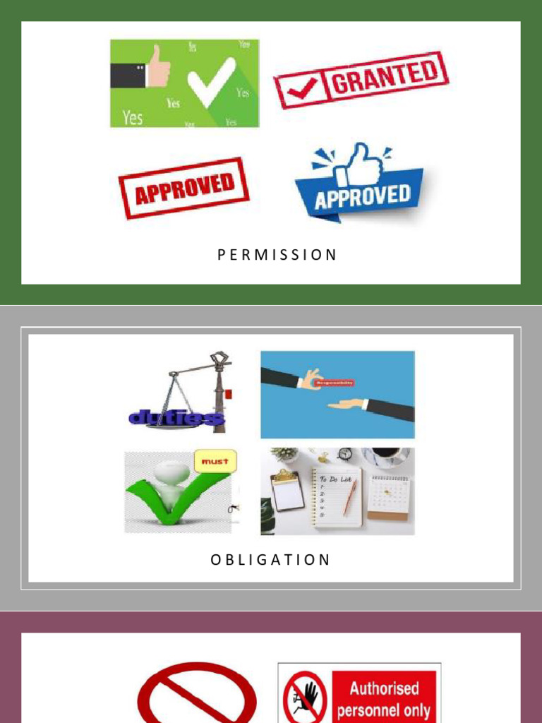 Modals of Permission, Obligation, Prohibition | PDF | Language ...