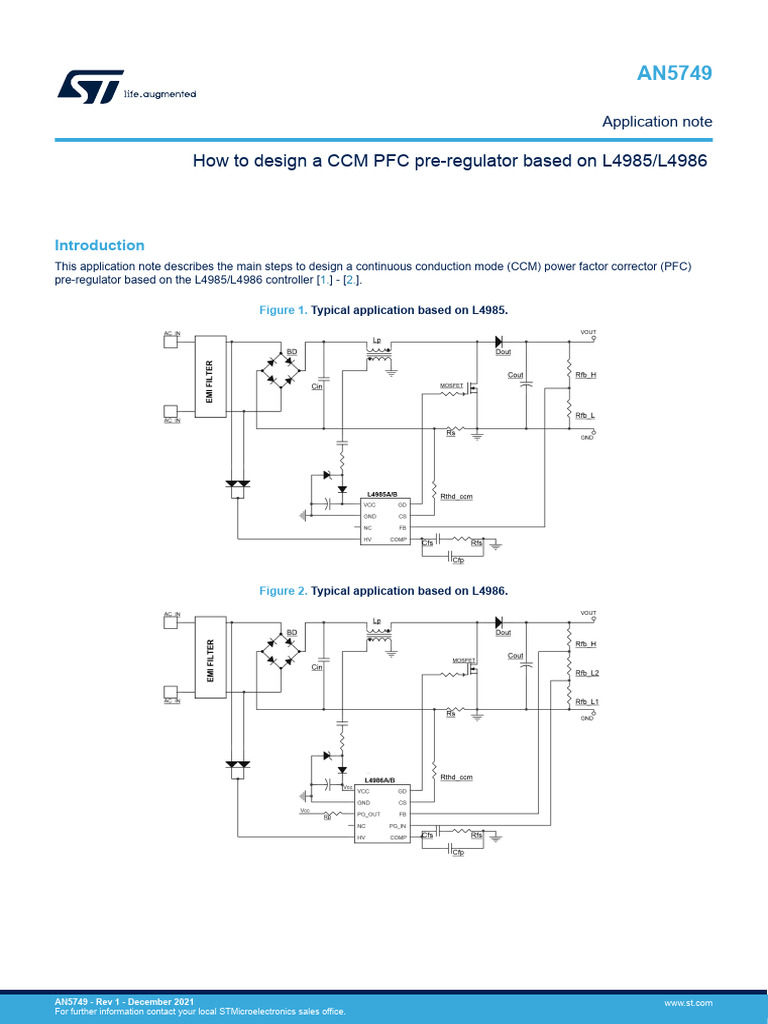 Designing CCM PFC with L4985/L4986 | PDF | Rectifier | Capacitor