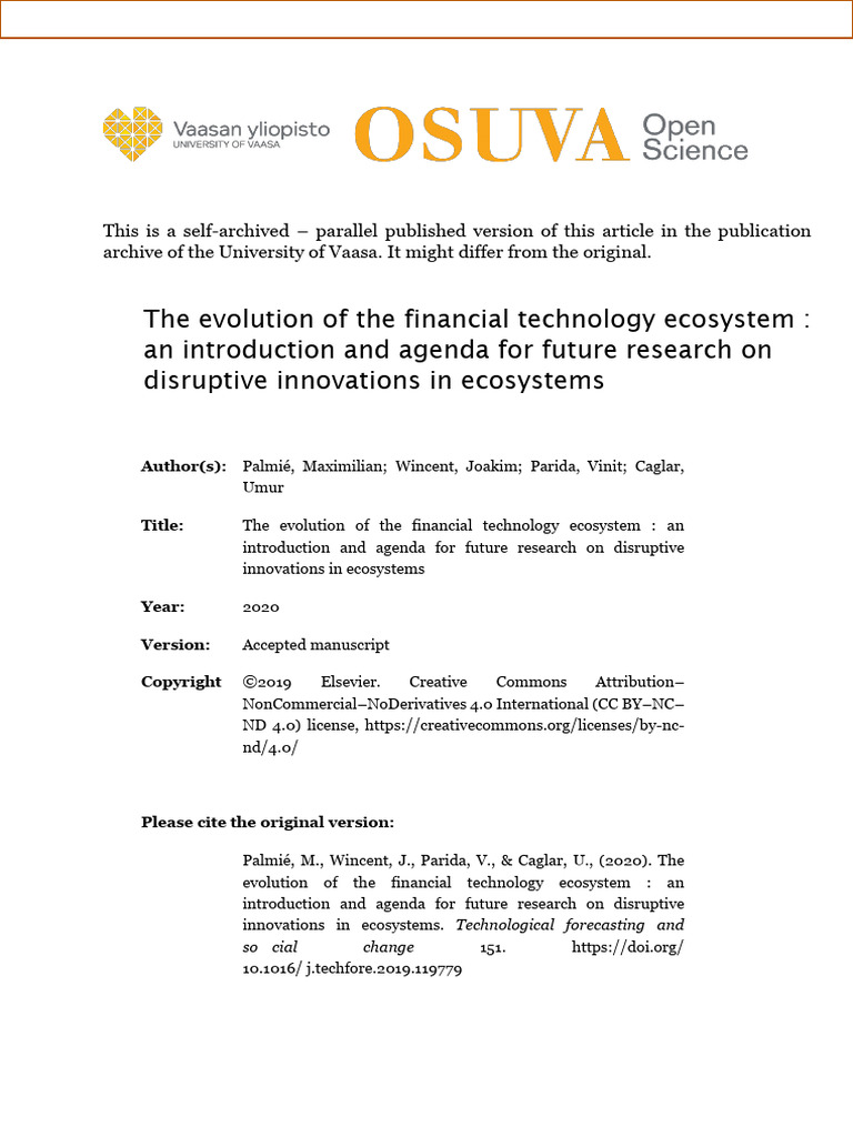 The Evolution of The Financial Technology Ecosystem: An Introduction ...