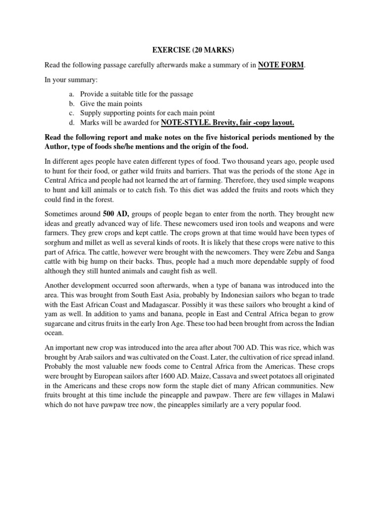 Note Making Passage | Download Free PDF | Crops | Foods