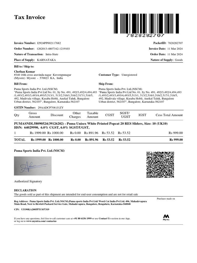 Item Invoice Download | PDF | Bangalore | Invoice