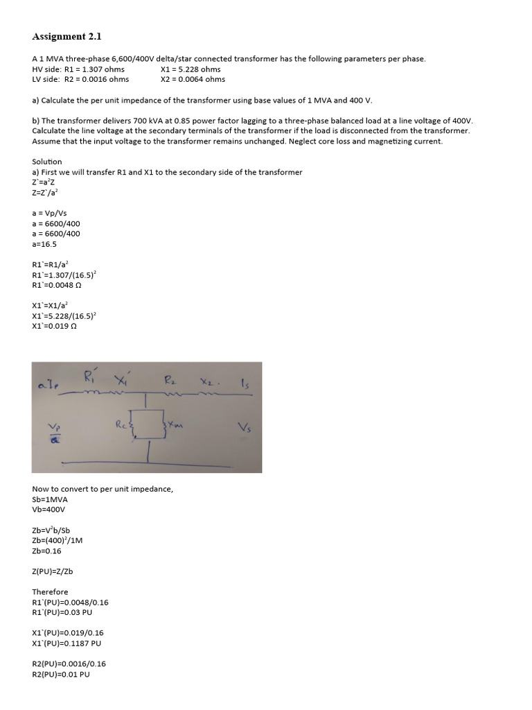 Assignment 2 Pdf Transformer Electrical Impedance 5310