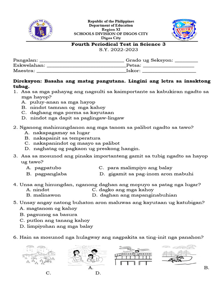 Science G3 Q4 TEST-2022-2023 | PDF