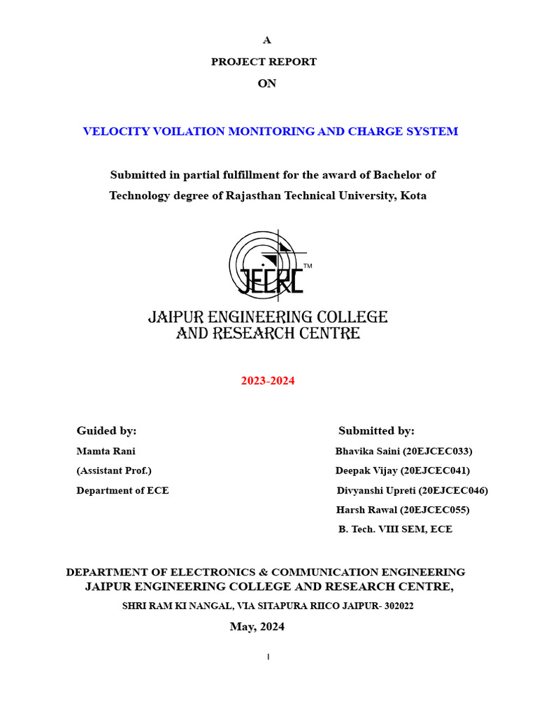 Velocity Violation Monitoring System Report | PDF | Speed Limit | Lidar