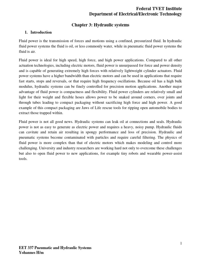 Ch 3 Hydraulic Systems | PDF | Valve | Pump