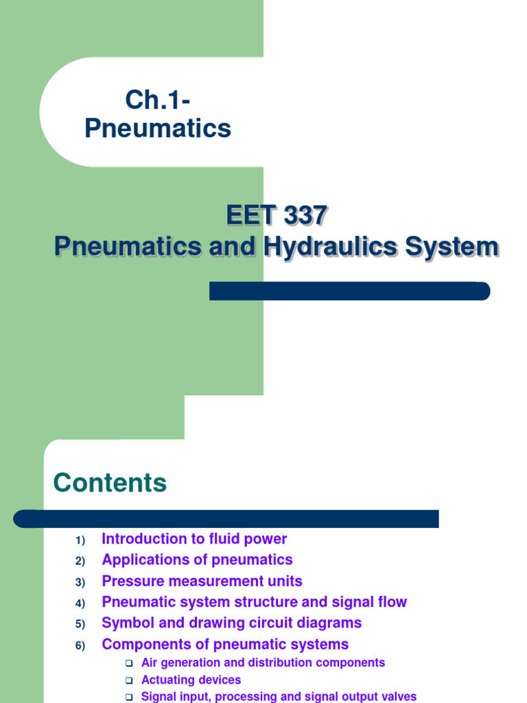 Ch1.Pneumatics Slide 1 | PDF | Pipe (Fluid Conveyance) | Actuator
