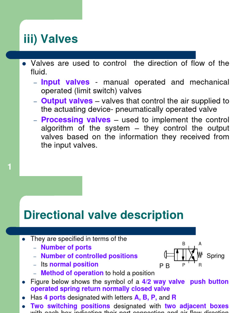 Ch1.Pneumatics Slide 2 Valves | Download Free PDF | Valve | Switch