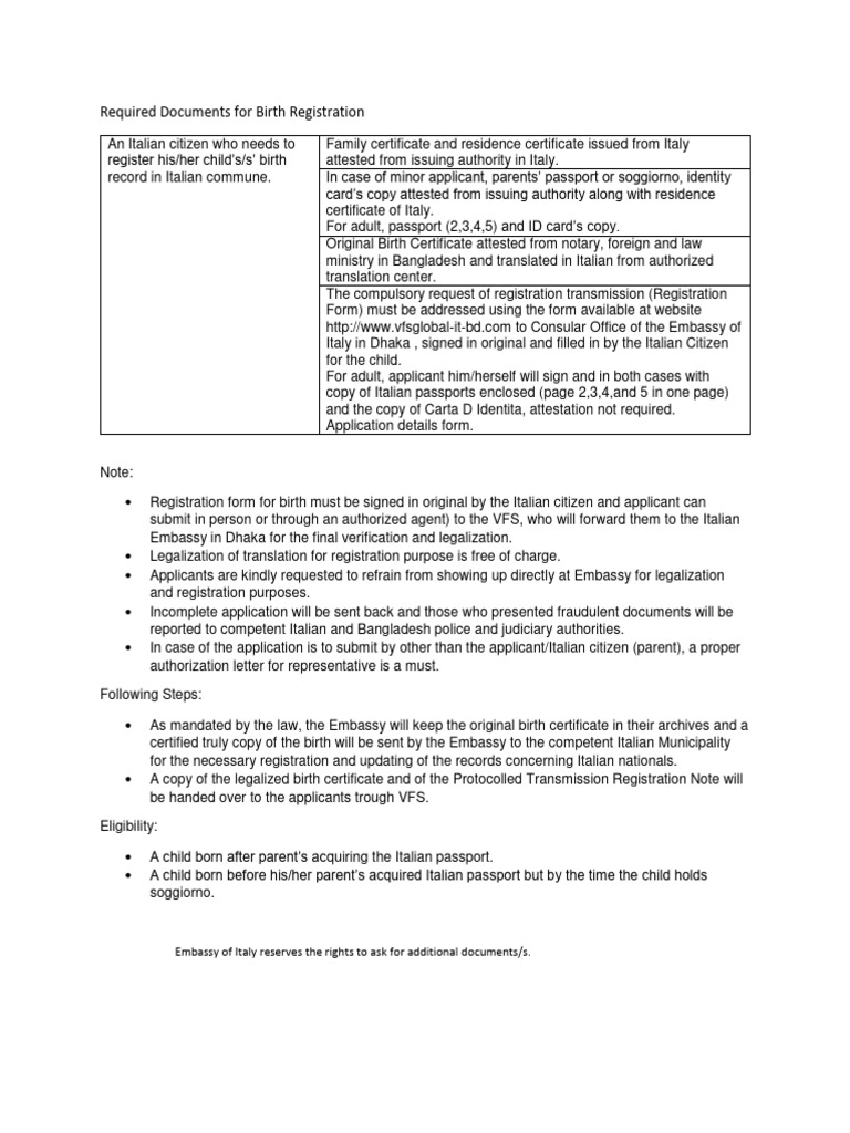 Required Documents For Birth Registration | PDF | Birth Certificate ...