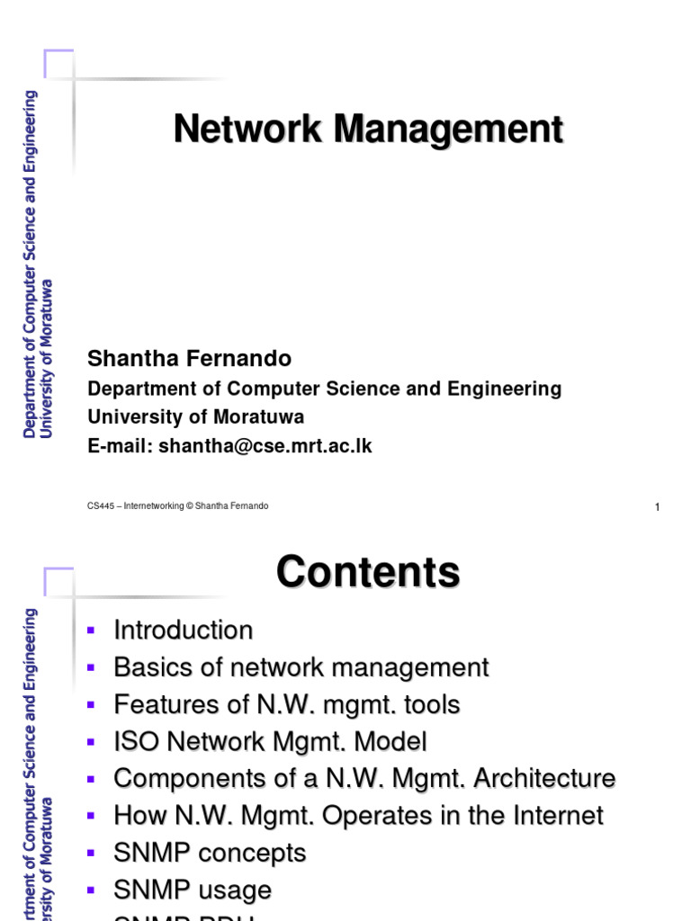 CS445 NW MGMT | PDF | Computer Network | Telecommunications Standards