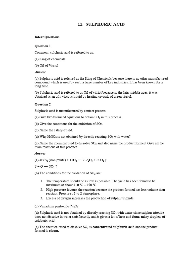 Sulphuric Acid Pdf Sulfuric Acid Chemical Elements