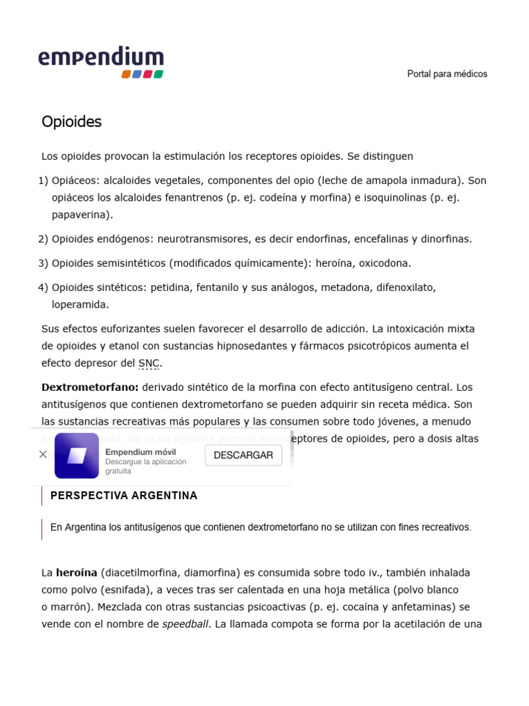 Opioides - Sustancias Psicoactivas - Intoxicaciones - Enfermedades - Medicina Interna Basada en ...
