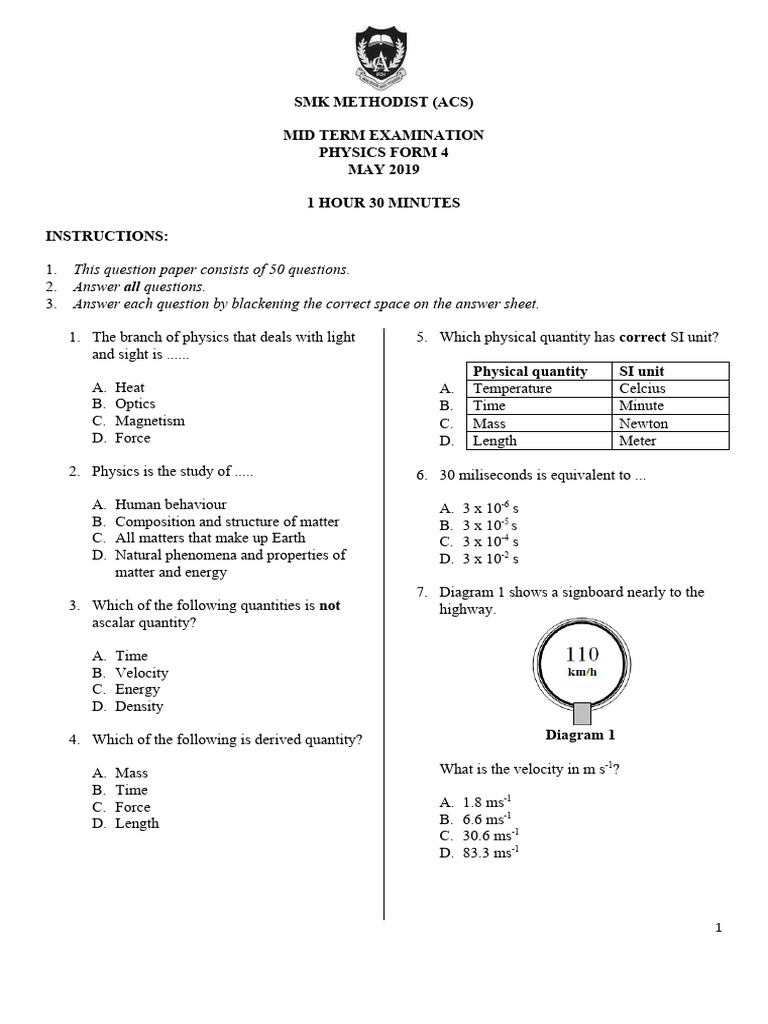Mid Term Physics f4 2019 | PDF | Force | Acceleration Mid Term Physics f4 2019 | PDF | Force | Acceleration