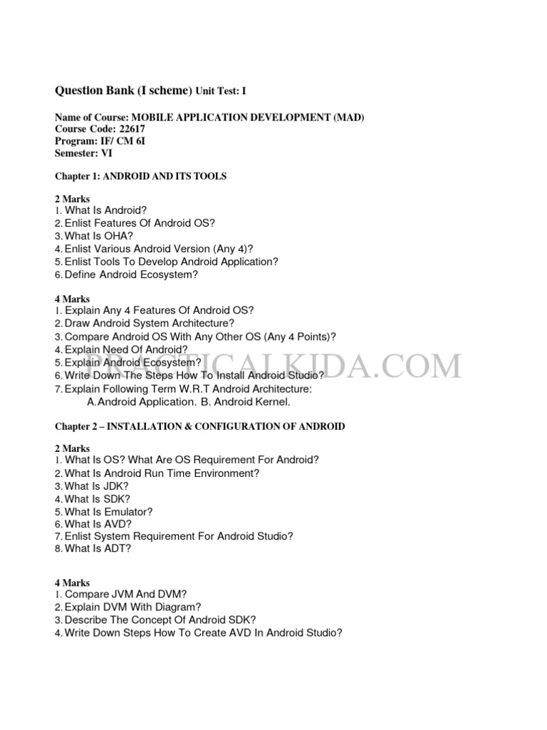 MAD Imp Questions | PDF | Android (Operating System) | Component Object ... MAD Imp Questions | PDF | Android (Operating System) | Component Object ...
