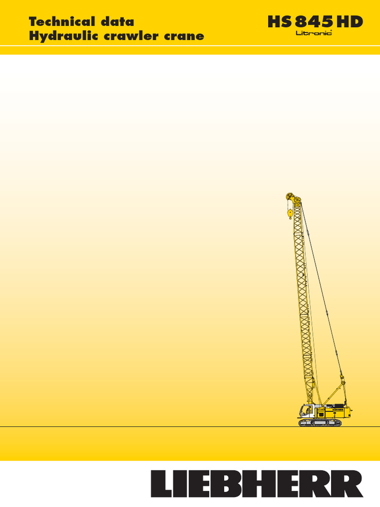 Liebherr Hs 845 HD Duty Cycle Crawler Crane Data Sheet 10099397 English ...