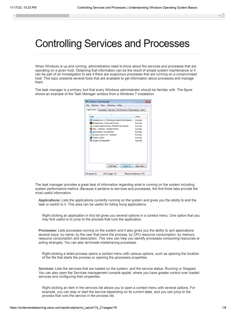 1.17 Controlling Services and Processes - Understanding Windows ...