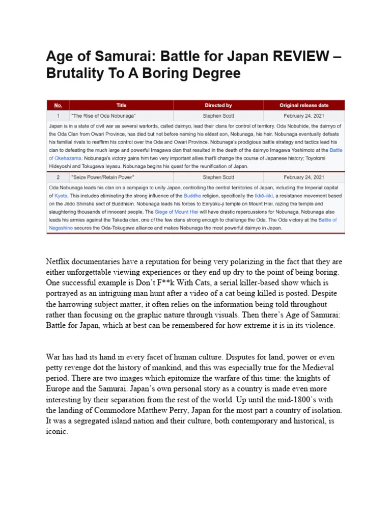 Age of Samurai Battle for Japan REVIEW | PDF | Samurai