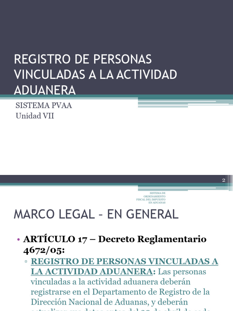 07.1 Sis - Unidad Vii - Registro Pvaa - Agosto 2020 2 | PDF | aduana ...