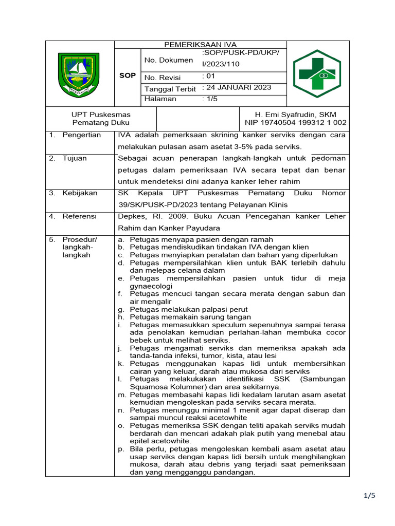 Contoh Sop Ok Iva | PDF