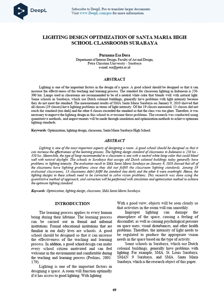 Dimensi - Esa - 1 en | PDF | Lighting | Classroom