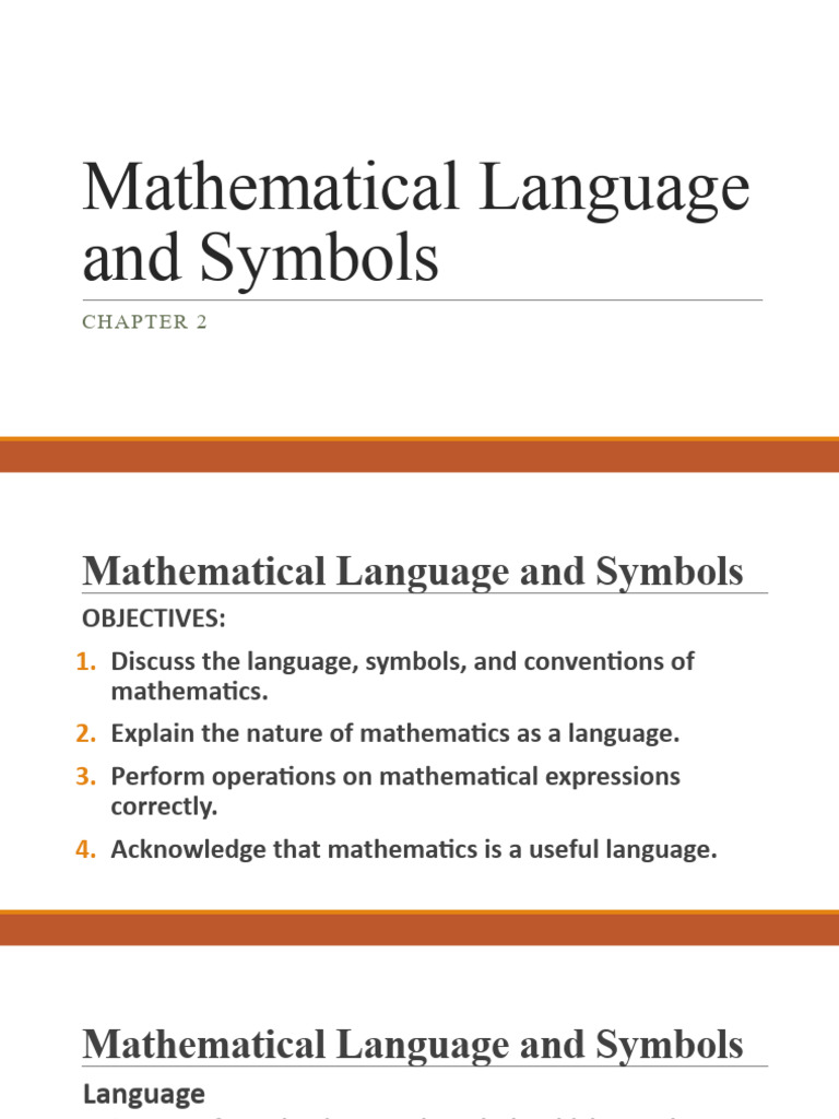 Chapter 2 Mathematical Language and Symbols Ce | PDF | Mathematics | Information