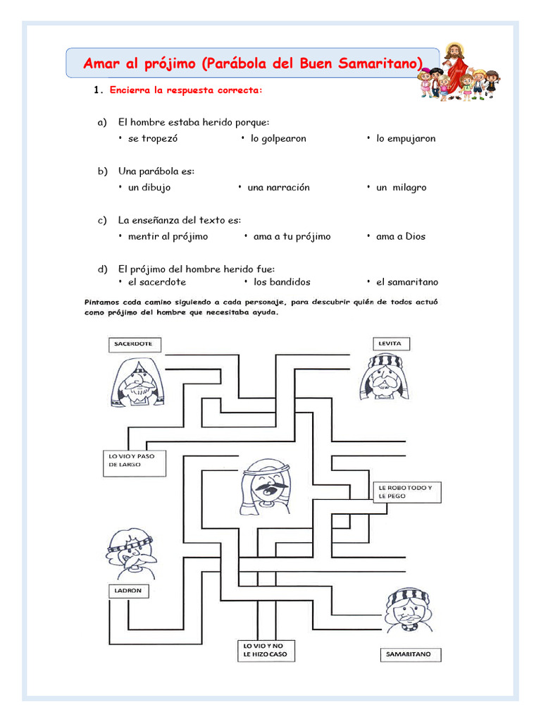 Ficha Relig Mierc 15 El Buen Samaritano 965727764 Prof Yessenia | PDF