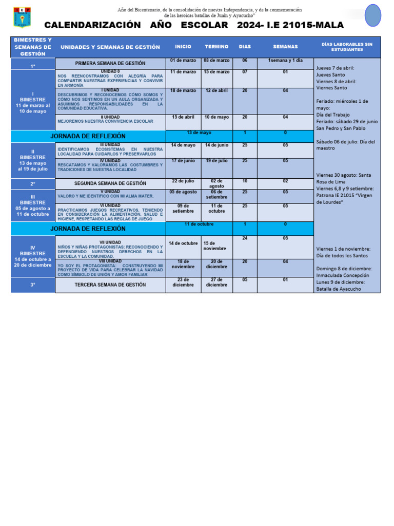 Calendarización 2024-2 | PDF