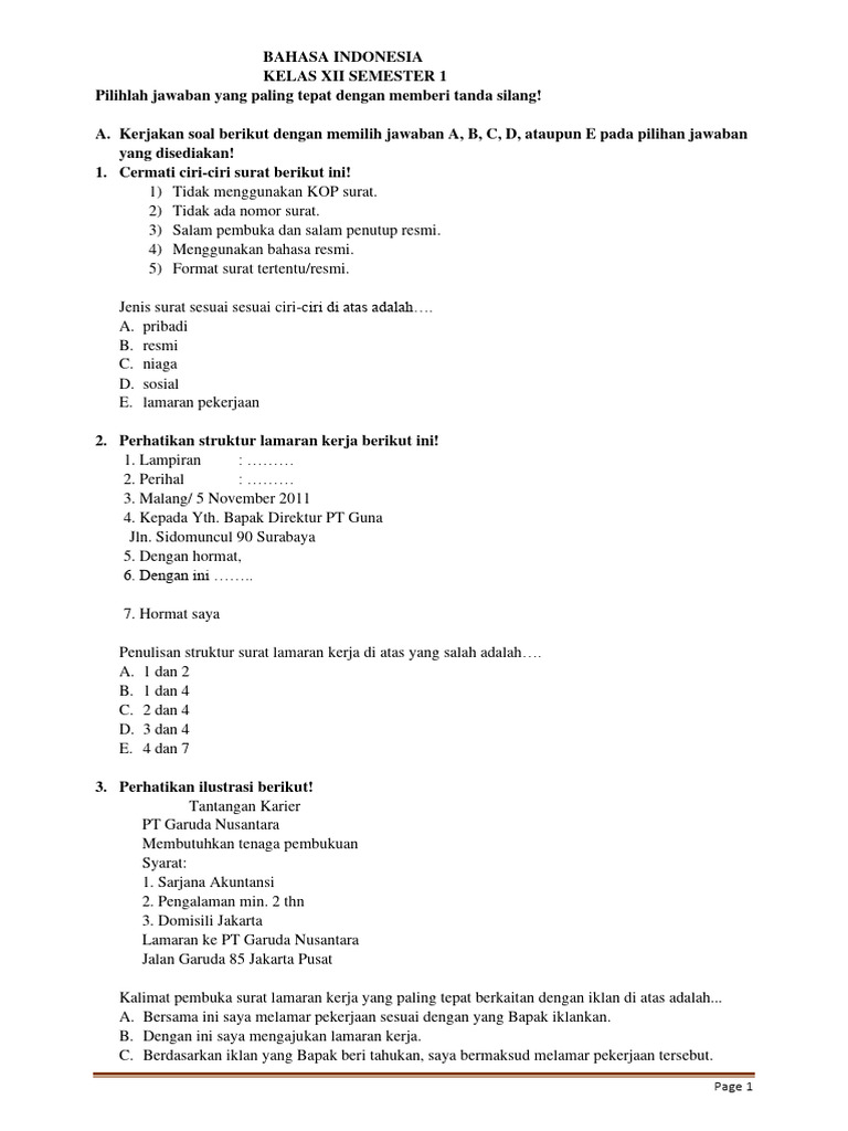 LATIHAN SOAL KELAS XII SMT 1-Dikonversi | PDF | Kajian Bahasa Asing | Fiksi Umum