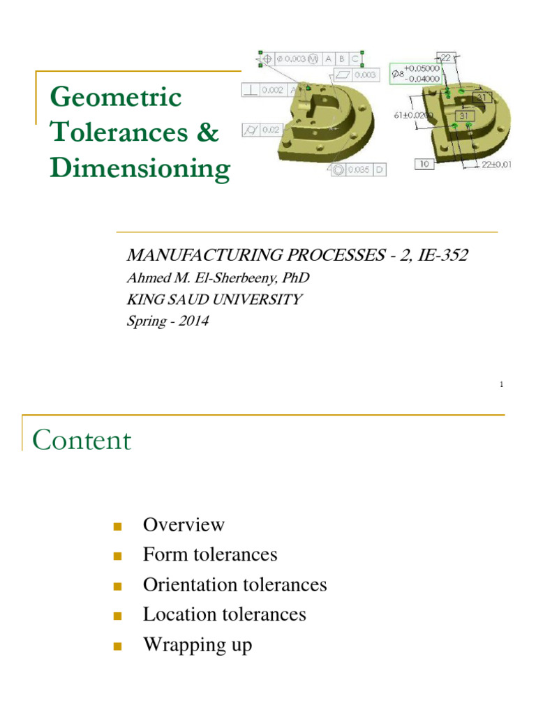 Geometric Tolerances & Dimensioning: Manufacturing Processes - 2, Ie-352 | PDF | Engineering ...