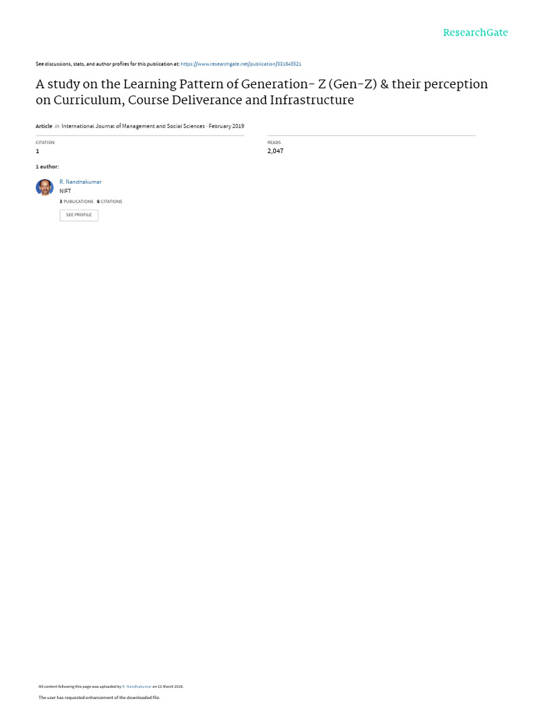 A Study On The Learning Pattern of Generation-Z (Gen-Z) & Their ...