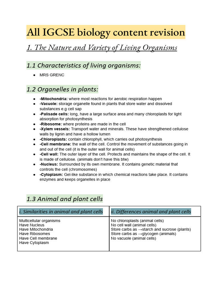 Biology Y11 IGCSE Edexcel | PDF | Digestion | Cellular Respiration