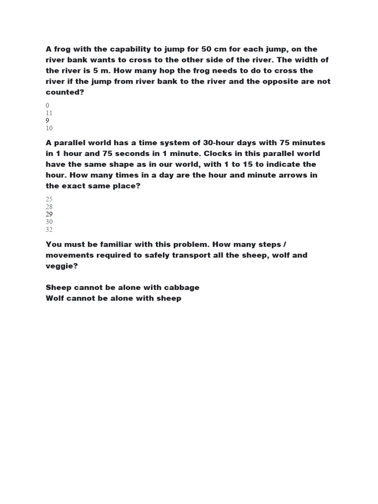 A frog with the capability to jump for 50 cm for each jump | PDF | Computing