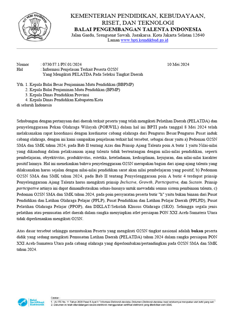 Peserta O2SN 2024: Syarat dan Ketentuan | PDF | Bisnis | Pengelolaan ...