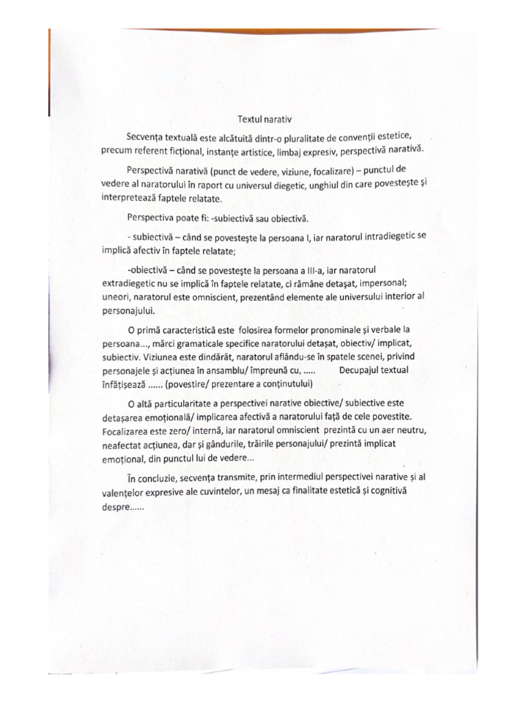 Textul Narativ | PDF