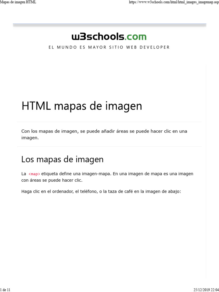 12 - (W3schools) - Mapas de Imagen HTML | PDF | J Query | HTML